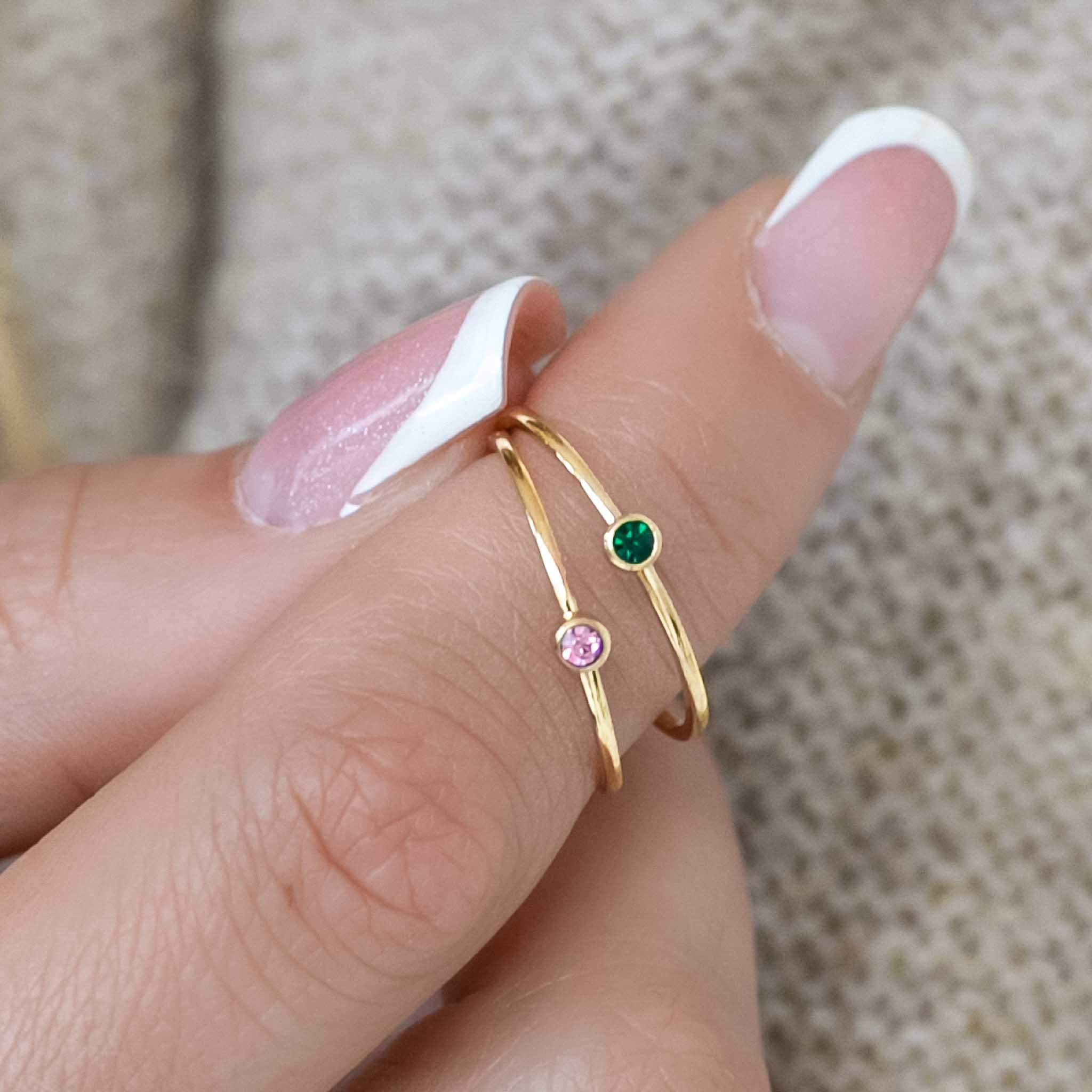 DAINTY BIRTHSTONE RING Silver | Minimalist Everyday Jewelry