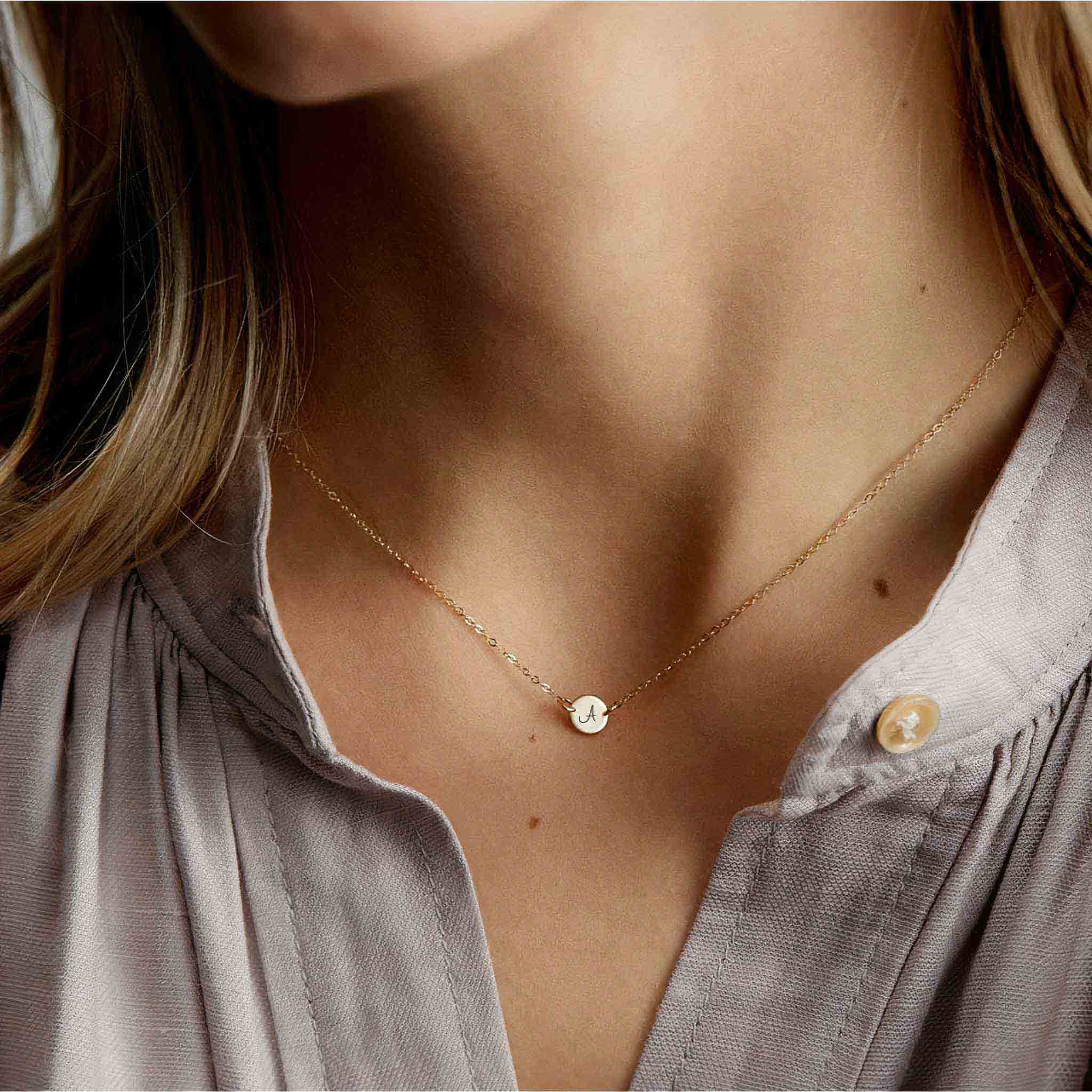 GINA INITIAL DISC NECKLACE | Minimalist Everyday Jewelry